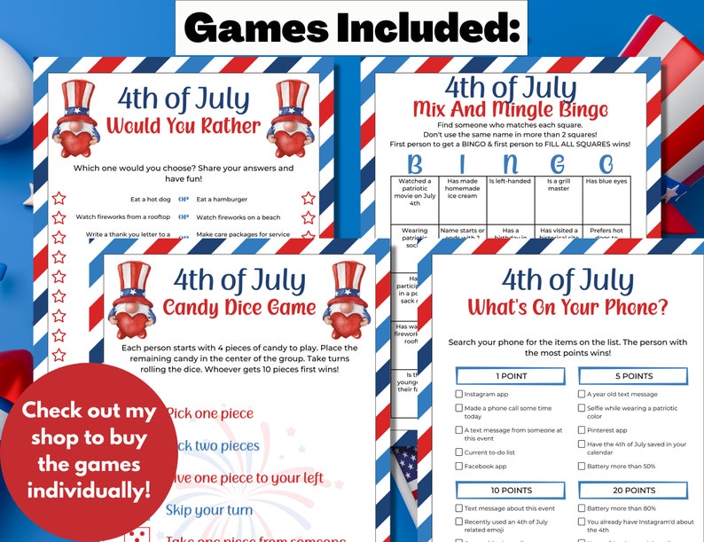4th of July Games | Fourth of July | 4th of July Game Bundle | Family ...