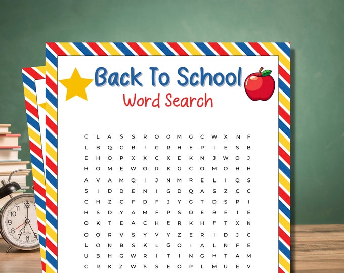 Back to School Word Search Puzzle, Back to School Printable Game, First ...