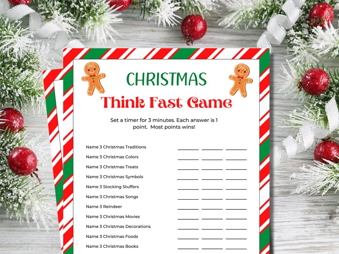 Christmas Think Fast Game | Christmas Trivia Game | Christmas Games ...