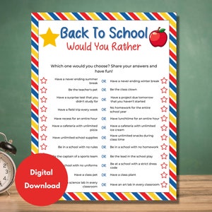 Back to School Would You Rather | Back to School This or That | Back to ...