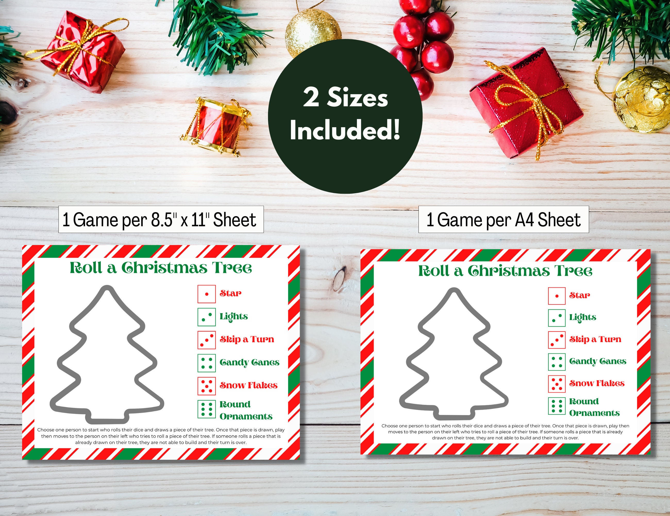 Roll a Christmas Tree, Christmas Drawing Game, Dice Game, Christmas ...