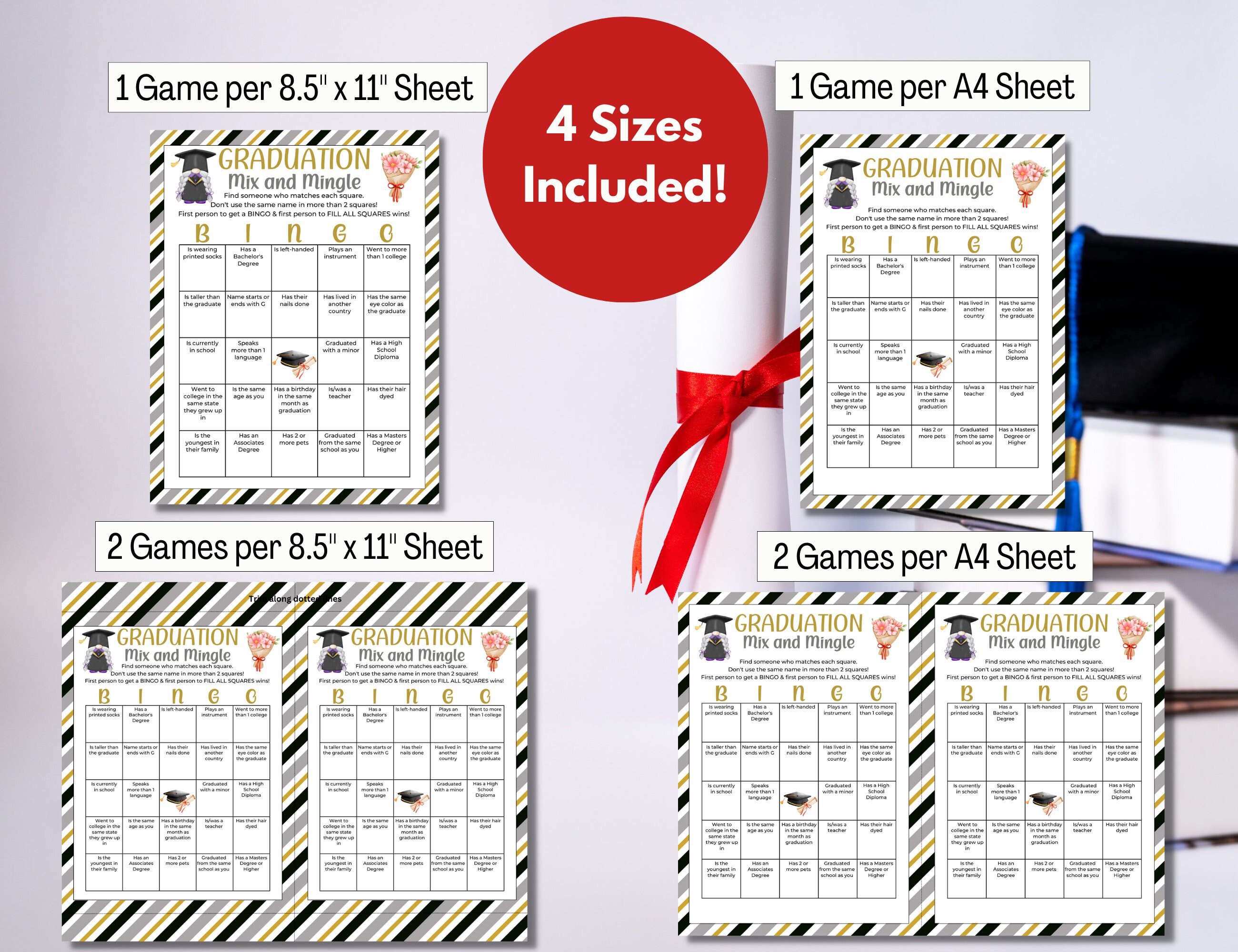 Graduation Find the Guest Bingo | Ice Breaker Game | Mix & Mingle Game ...