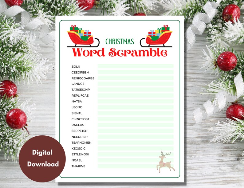 Christmas Games, Christmas Word Scramble, Printable Christmas Games ...