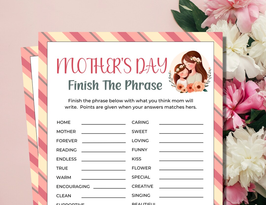 Mothers Day Finish the Phrase | Fill in the Blank | Mothers Day Games ...
