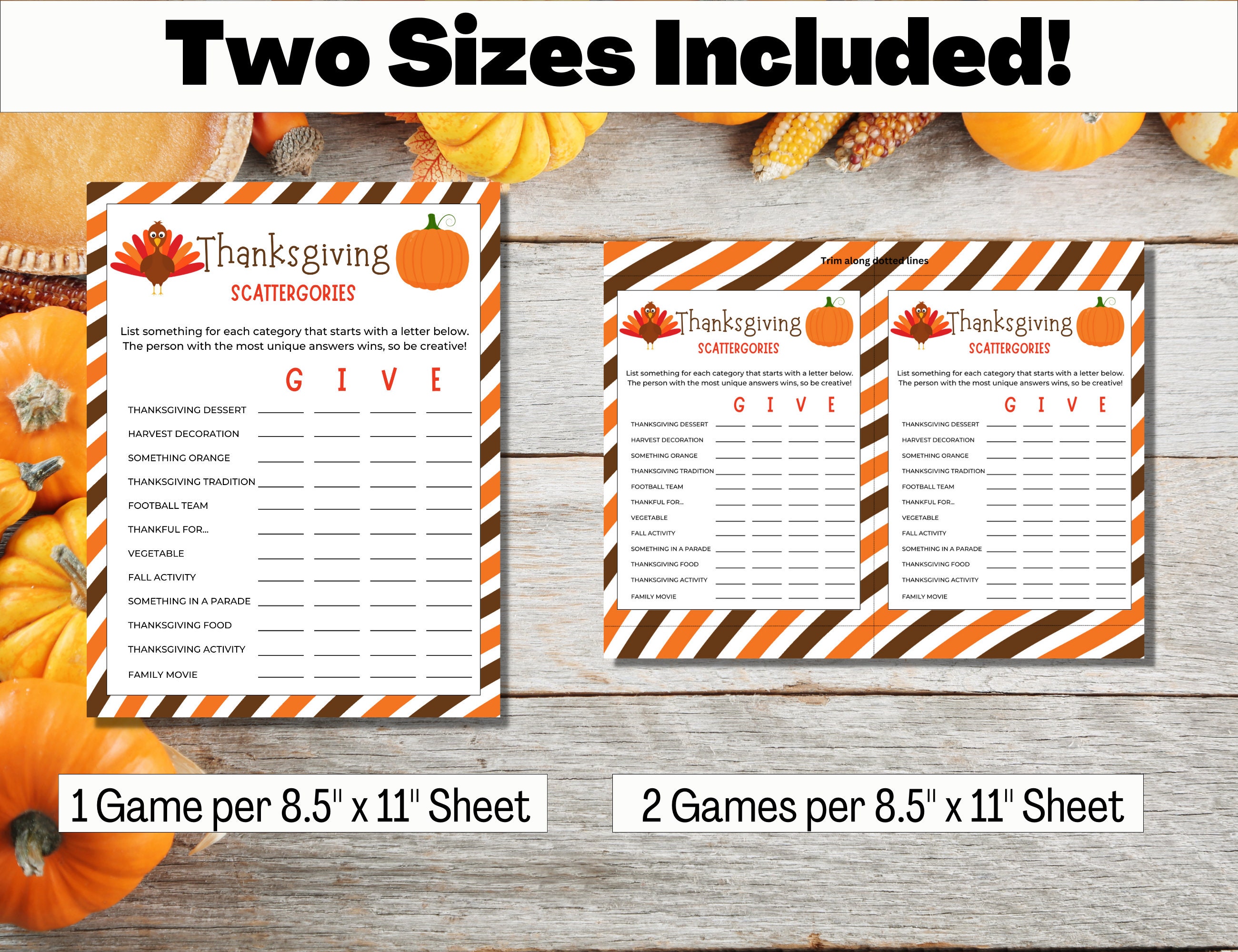 Thanksgiving Scattergories Game | Thanksgiving Word Game | Thanksgiving ...