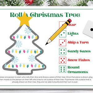 Roll a Christmas Tree, Dice Game, Christmas Drawing Game, Printable ...