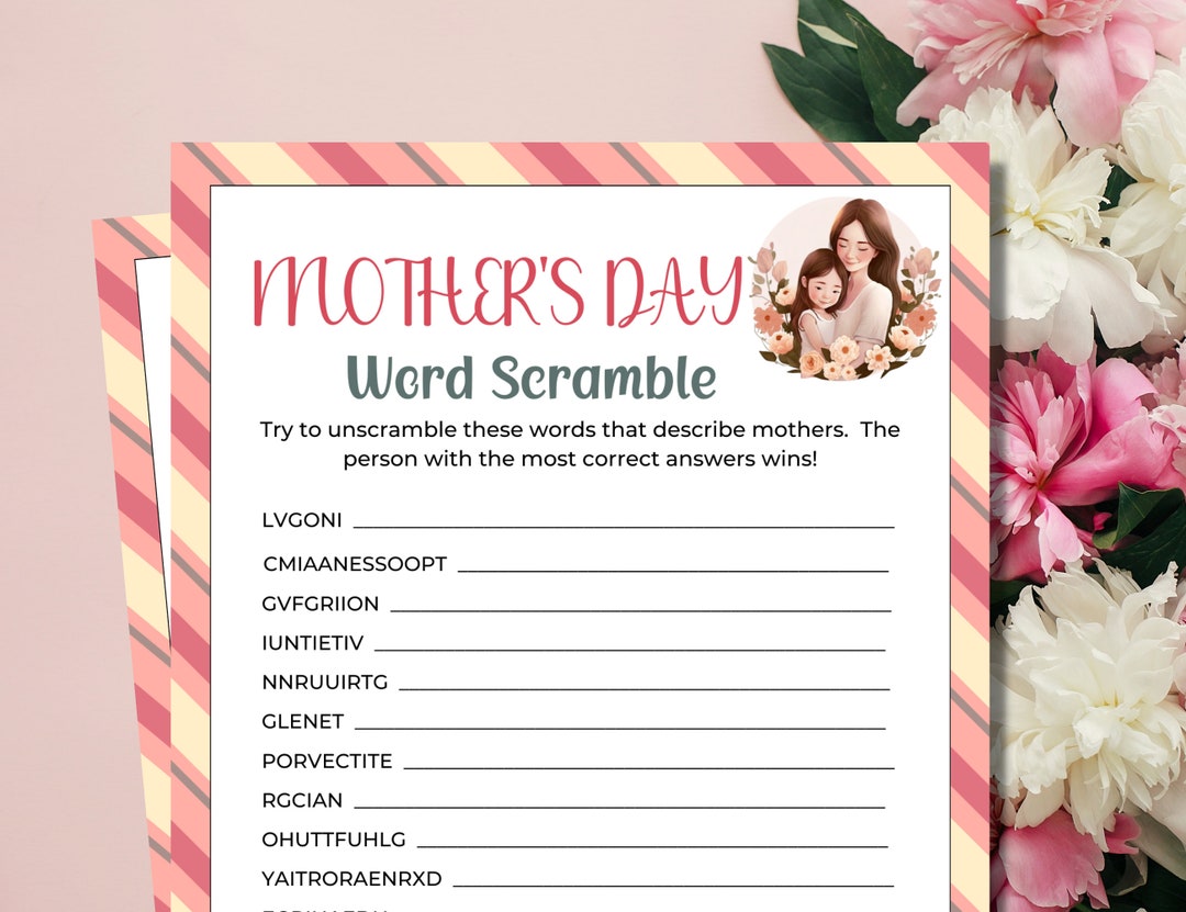 Mothers Day Word Scramble Game | Mothers Day Unscramble Game | Mothers ...