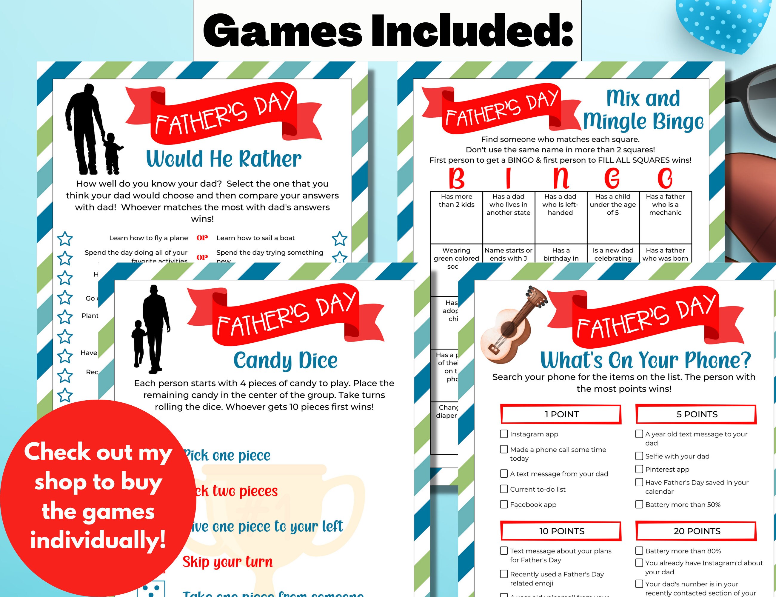 Fathers Day Games | Fathers Day Party Game | Fathers Day Game Bundle ...