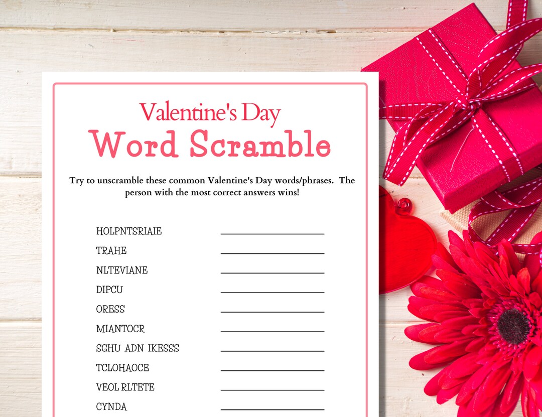 Valentines Day Word Scramble Game, Valentines Day Scramble Game ...