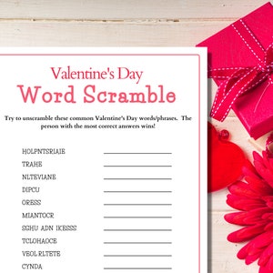 Valentines Day Word Scramble Game, Valentines Day Scramble Game ...