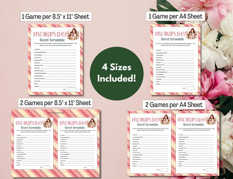 Mothers Day Word Scramble Game Mothers Day Unscramble Game Mothers Day ...