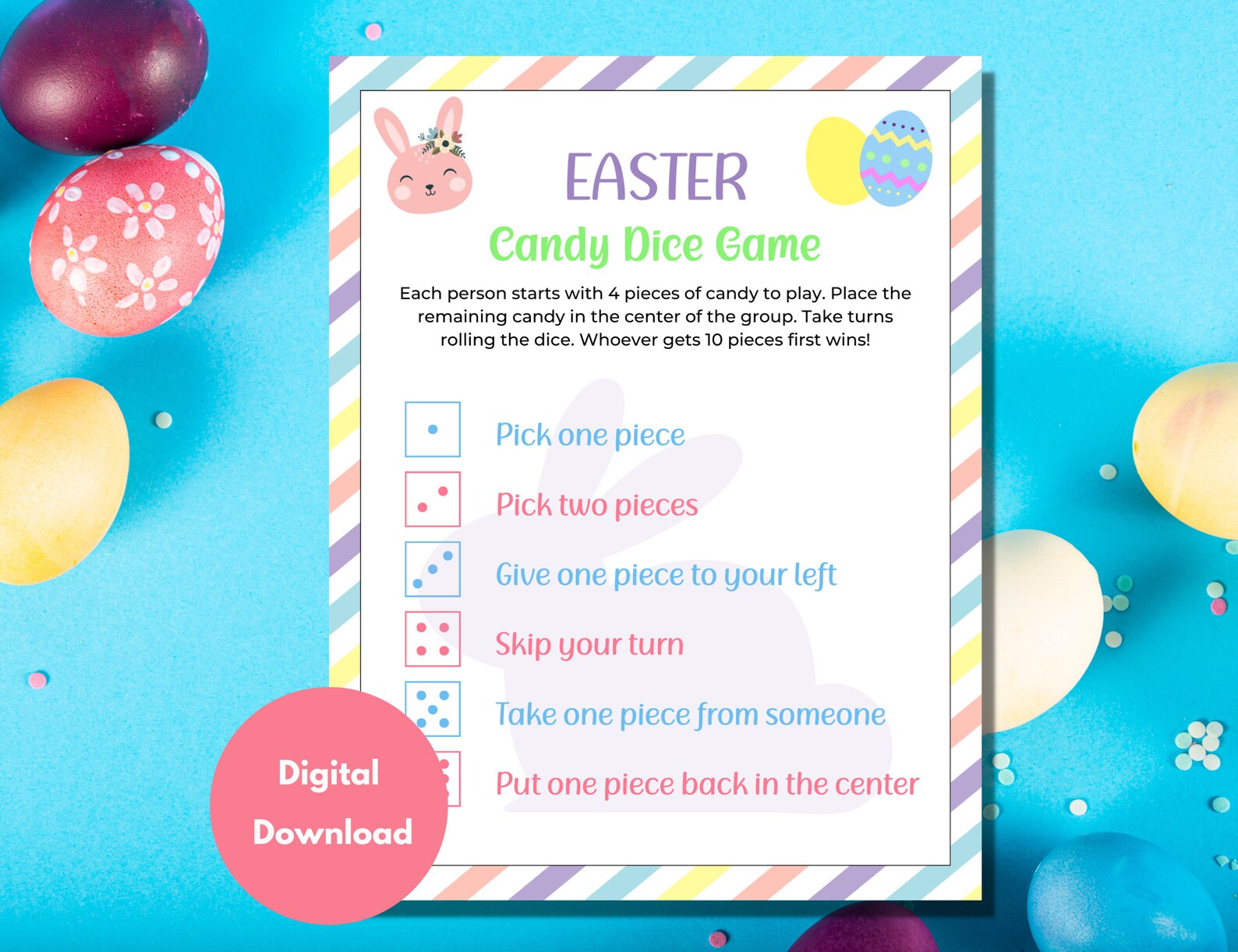 Easter Candy Dice Game Easter Kids Game Printable Easter Games Easter ...