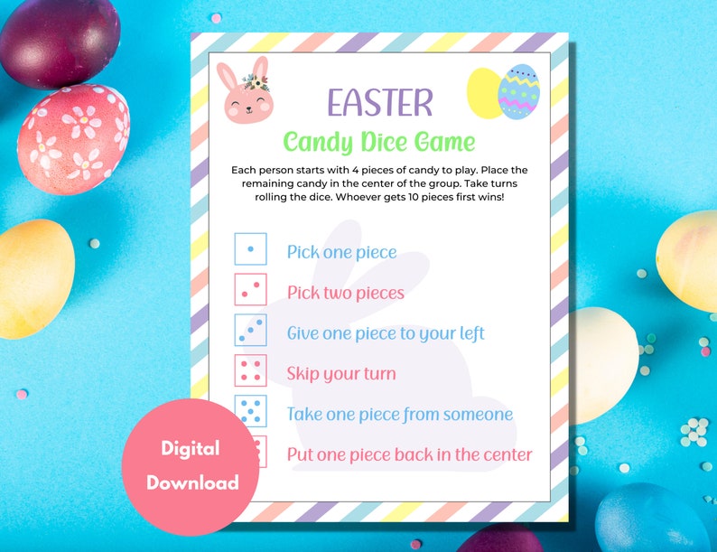 Easter Candy Dice Game | Easter Kids Game | Printable Easter Games ...