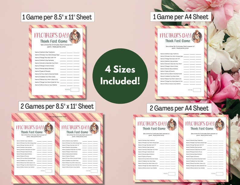 Mothers Day Think Fast Game | Mothers Day Trivia Game | Mothers Day ...