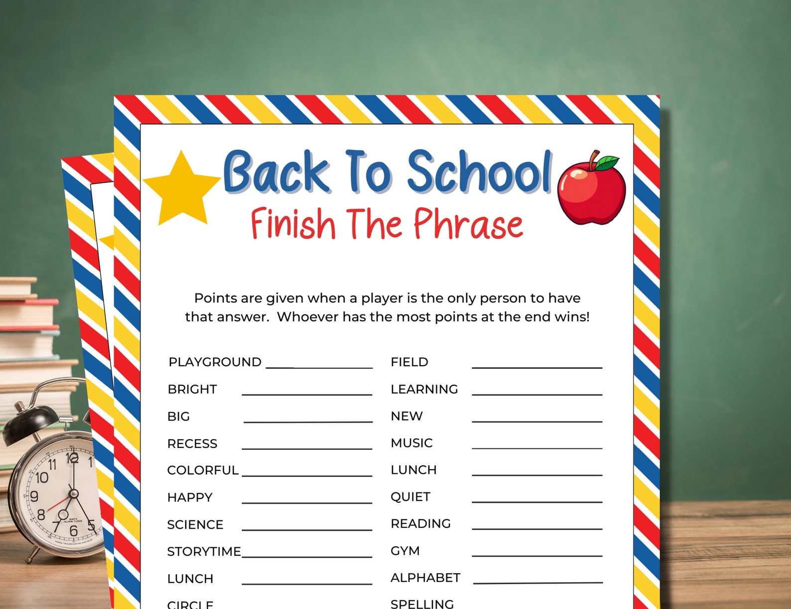Back to School Finish the Phrase | Fill in the Blank | Back to School ...