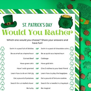 St Patrick's Day Would You Rather, St Patrick's Day This or That Game ...