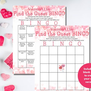 Valentines Day Find the Guest Bingo, Ice Breaker Game, Mix & Mingle ...