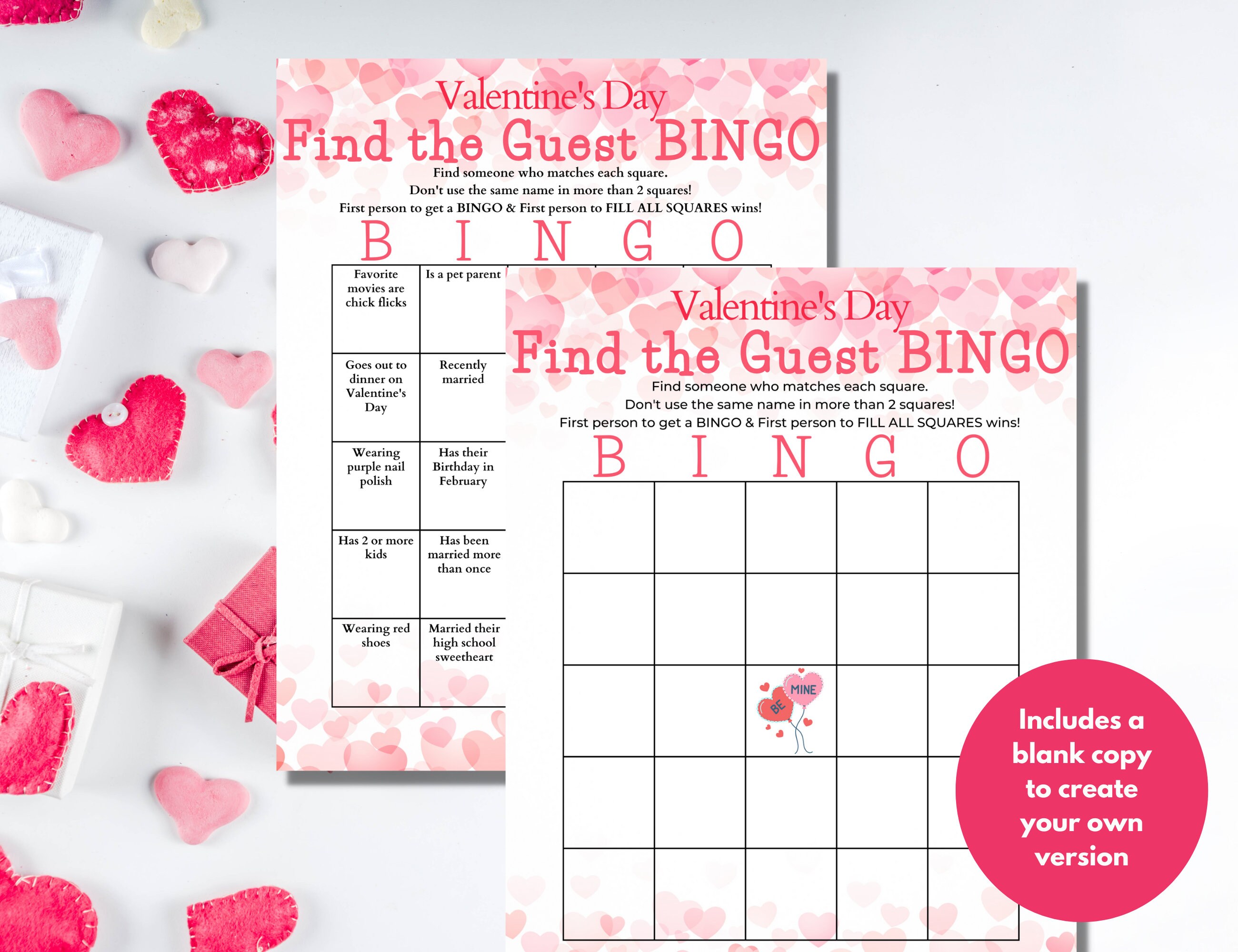 Valentines Day Find the Guest Bingo, Ice Breaker Game, Mix & Mingle ...
