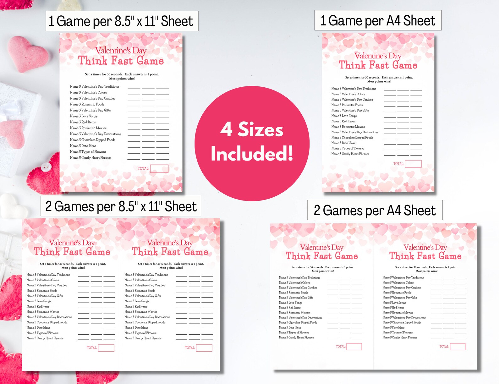 Valentines Day Think Fast Game, Valentines Day Games, Valentines Day ...