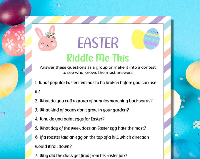 Easter Riddles Game, Printable Easter Party Game for Kids, Riddle Me ...