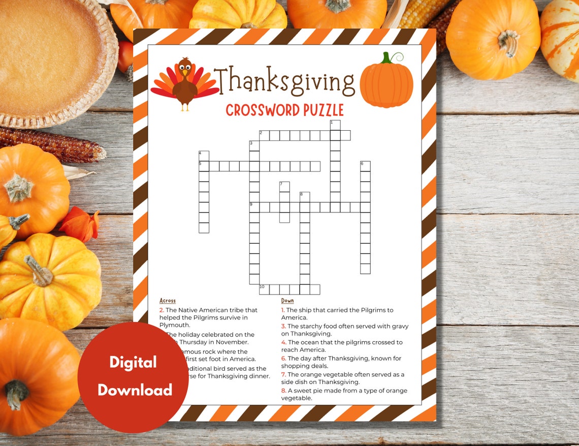 Thanksgiving Crossword Puzzle | Thanksgiving Word Puzzle | Thanksgiving ...