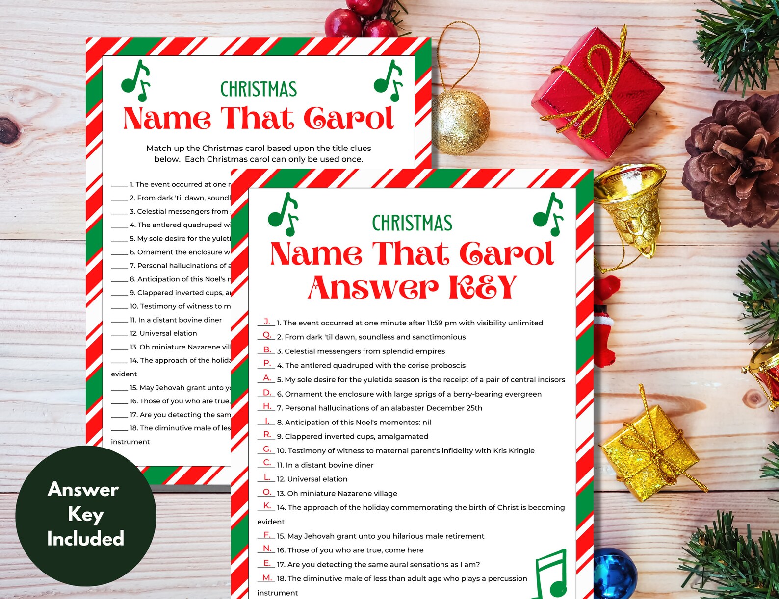 Name That Christmas Carol Game Christmas Song Game Christmas - Etsy