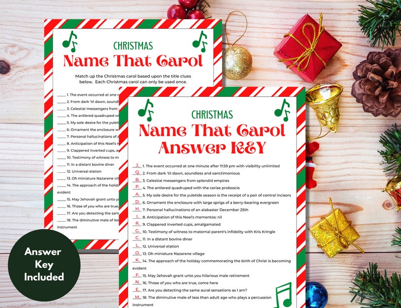 Name That Christmas Carol Game Christmas Song Game Christmas - Etsy