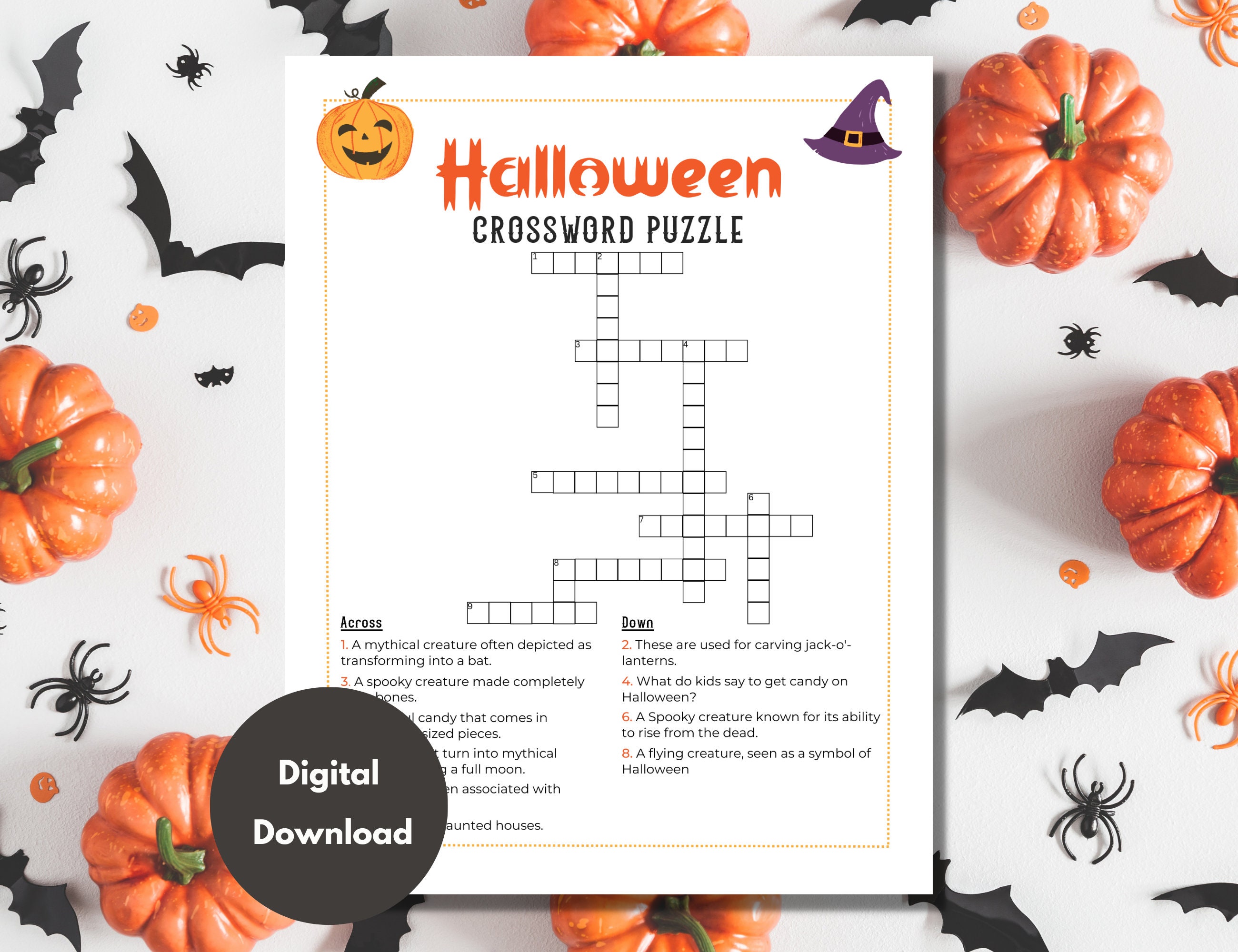 Halloween Crossword Puzzle | Halloween Word Puzzle | Halloween Games ...