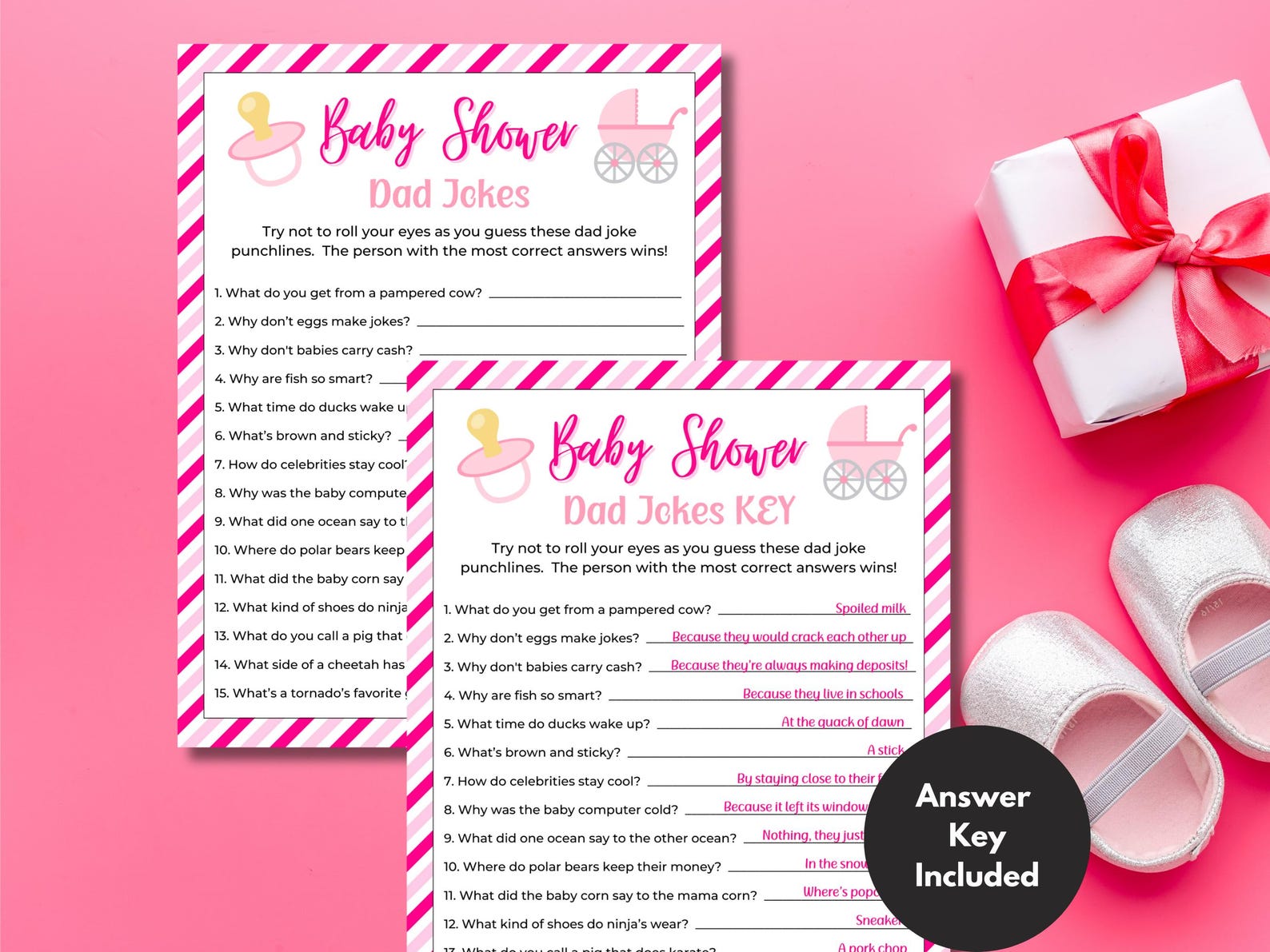 Dad Jokes Baby Shower Game | Dad Jokes Trivia Game | Printable Baby ...
