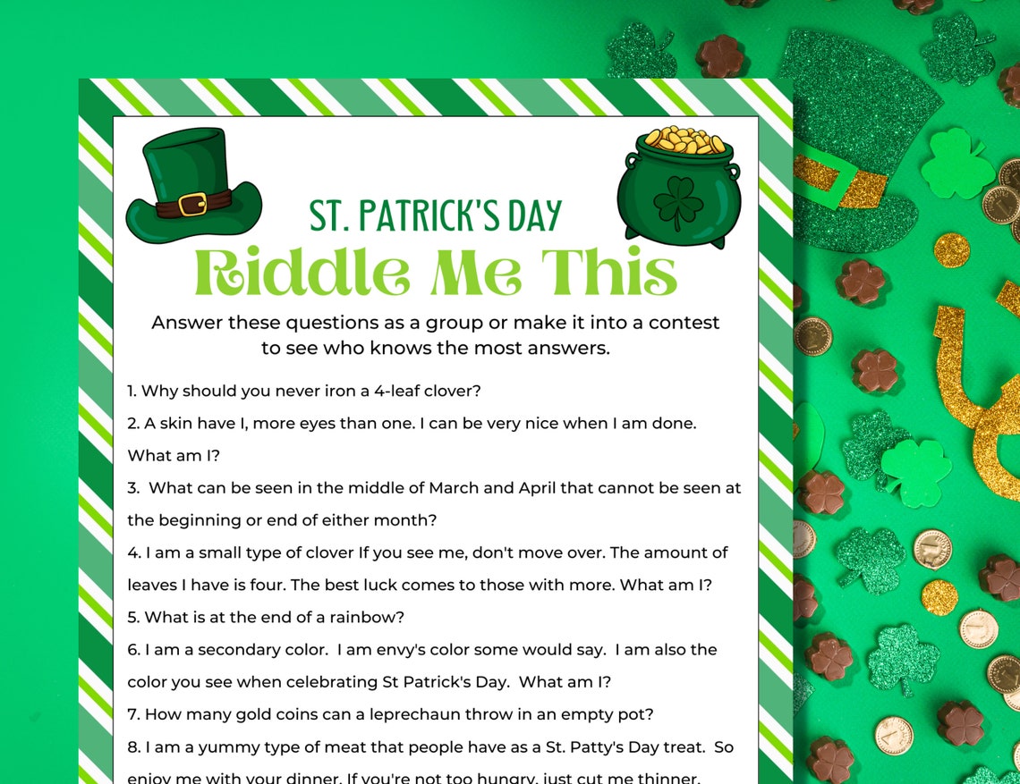 St Patrick's Day Riddle Me This Game, St Patrick's Day Riddle Game, St ...