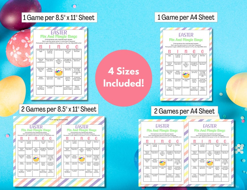 Easter Find the Guest Bingo Ice Breaker Game Mix & Mingle Game Find ...