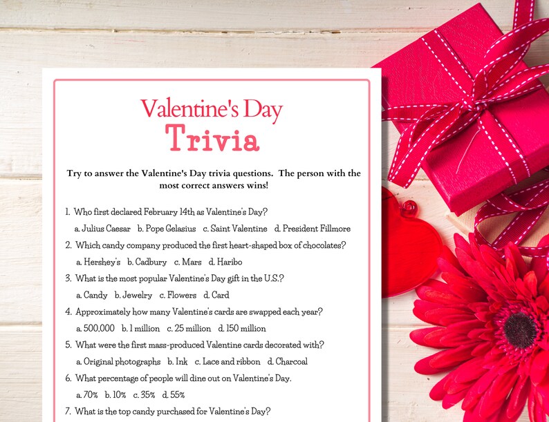 Valentines Day Trivia Game, Valentines Day Games, Valentines Day Party ...