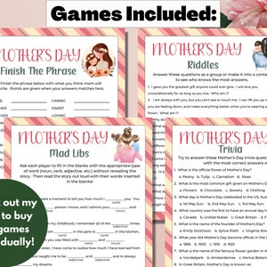 Mothers Day Games | Mothers Day Party Game | Mothers Day Game Bundle ...