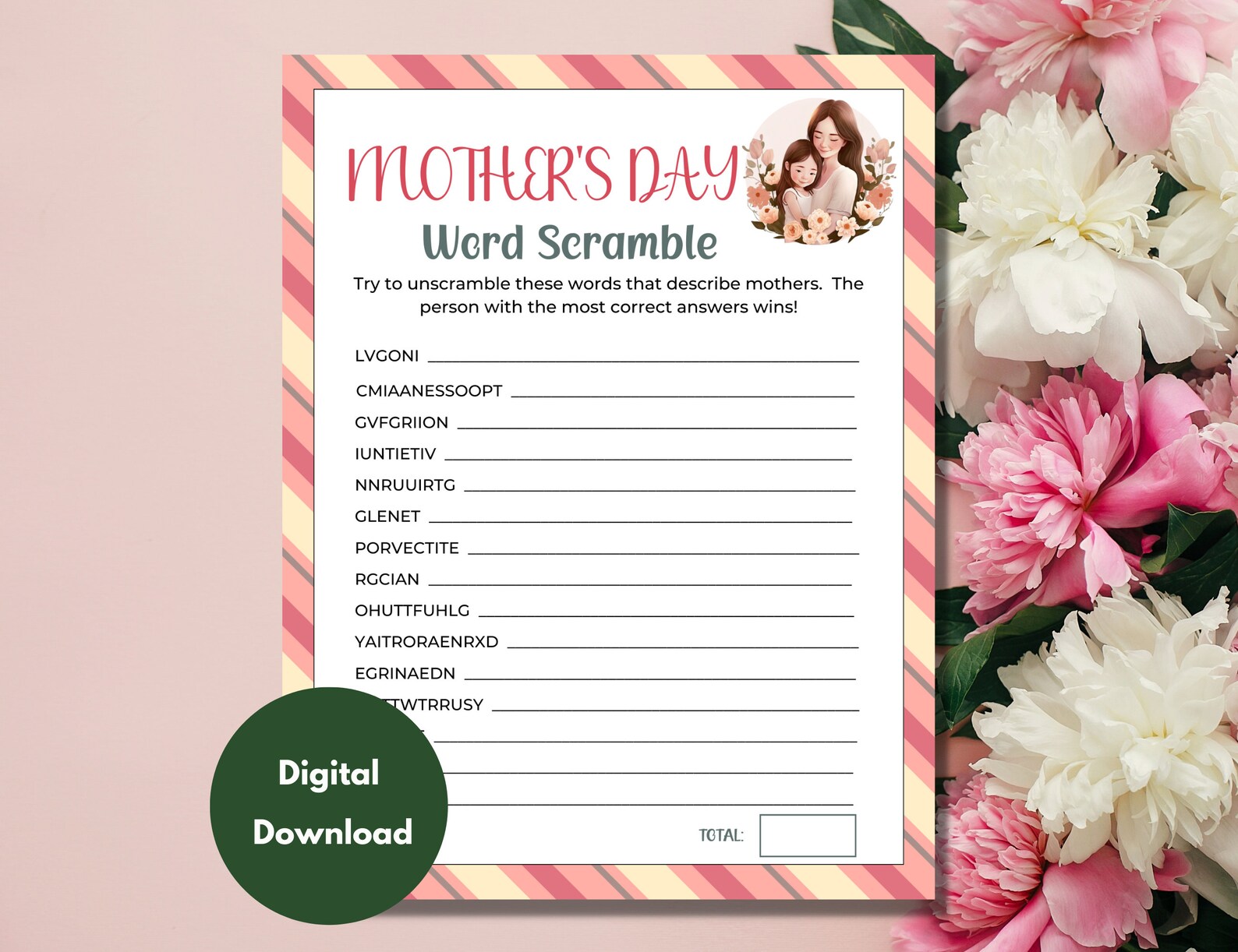 Mothers Day Word Scramble Game | Mothers Day Unscramble Game | Mothers ...