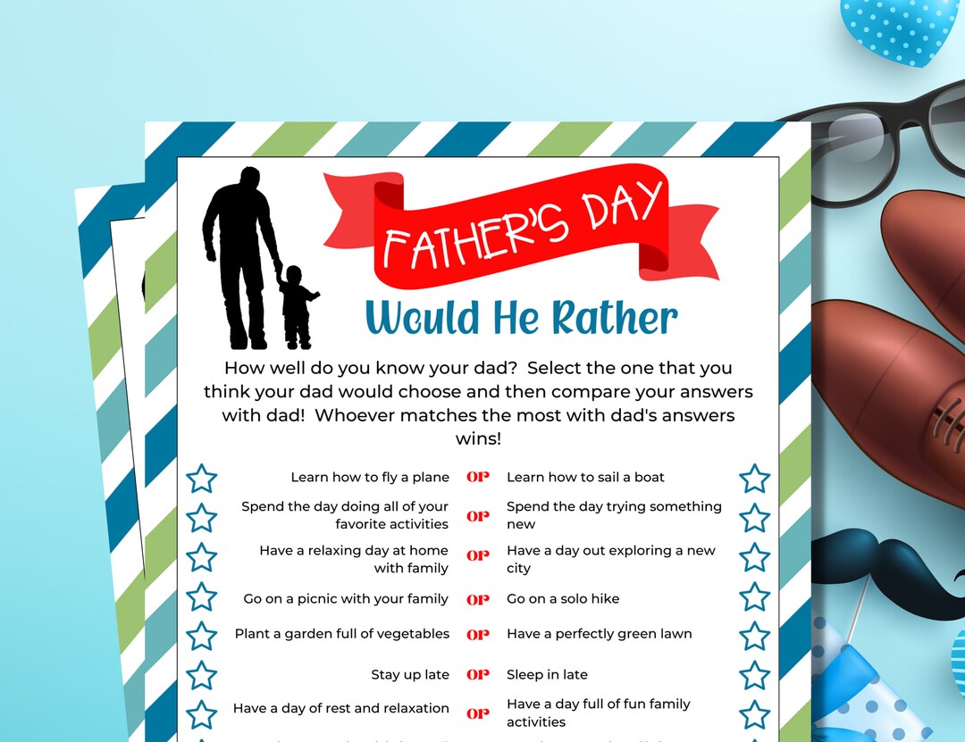 Fathers Day Would He Rather | Fathers Day This or That Game | Fathers ...