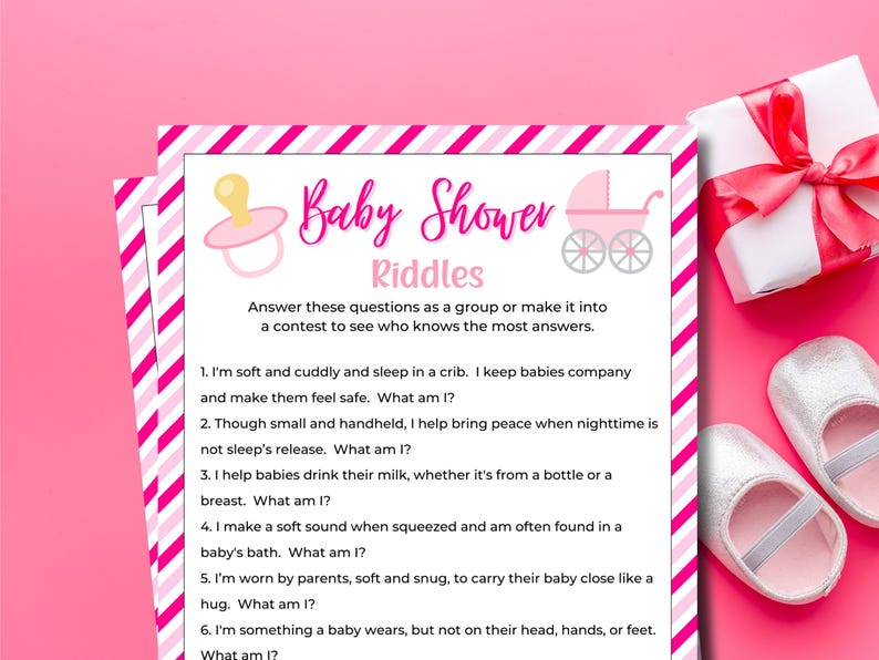 Baby Shower Riddles | Baby Shower Riddle Me This | Baby Shower Games ...