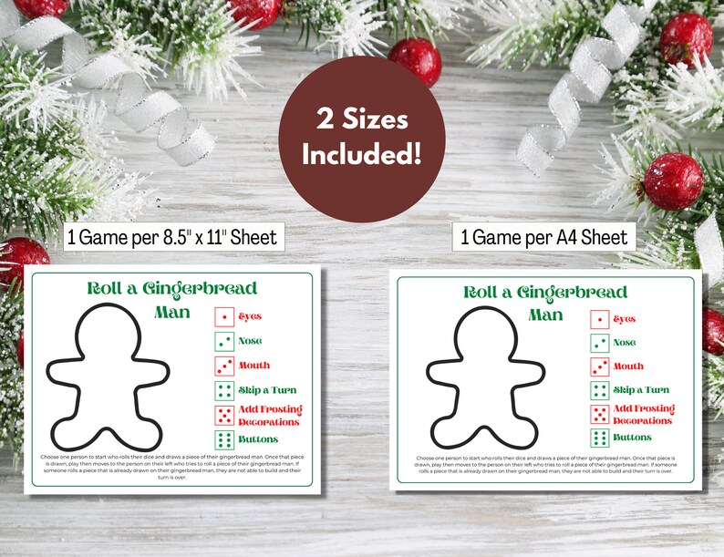 Roll a Christmas Drawing, Dice Game, Christmas Printable Game, Kids ...