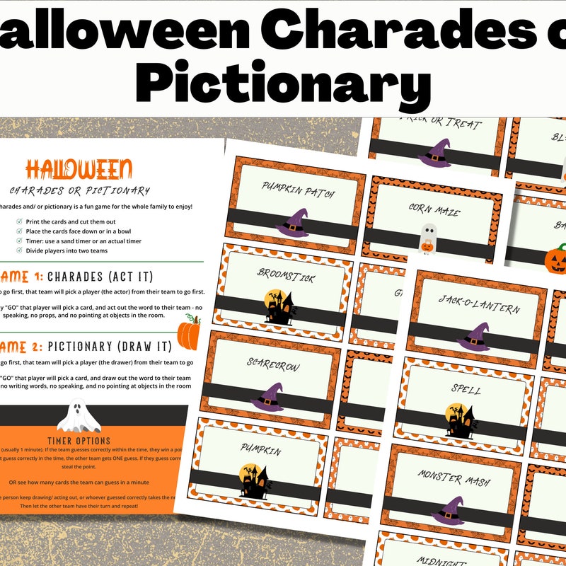 Halloween Charades Games - Etsy