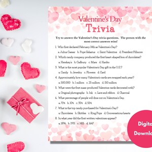 Valentines Day Trivia Game, Valentines Day Games, Valentines Day Party ...