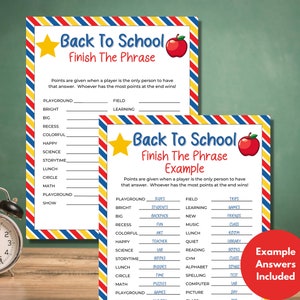 Back to School Finish the Phrase | Fill in the Blank | Back to School ...