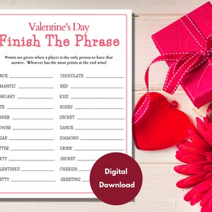 Valentines Day Finish the Phrase Game, Fill in the Blank, Valentines ...