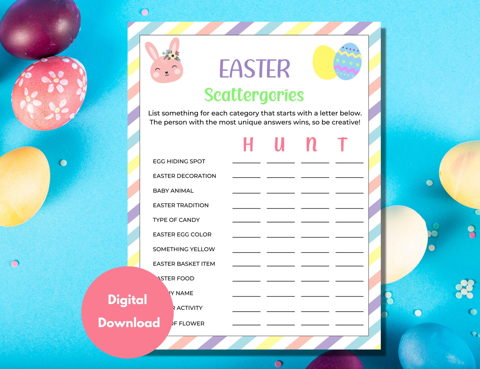 Easter Scattergories Game | Easter Word Game | Printable Easter Games ...