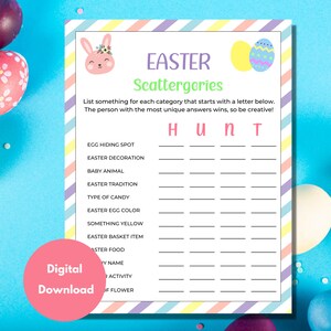Easter Scattergories Game | Easter Word Game | Printable Easter Games ...