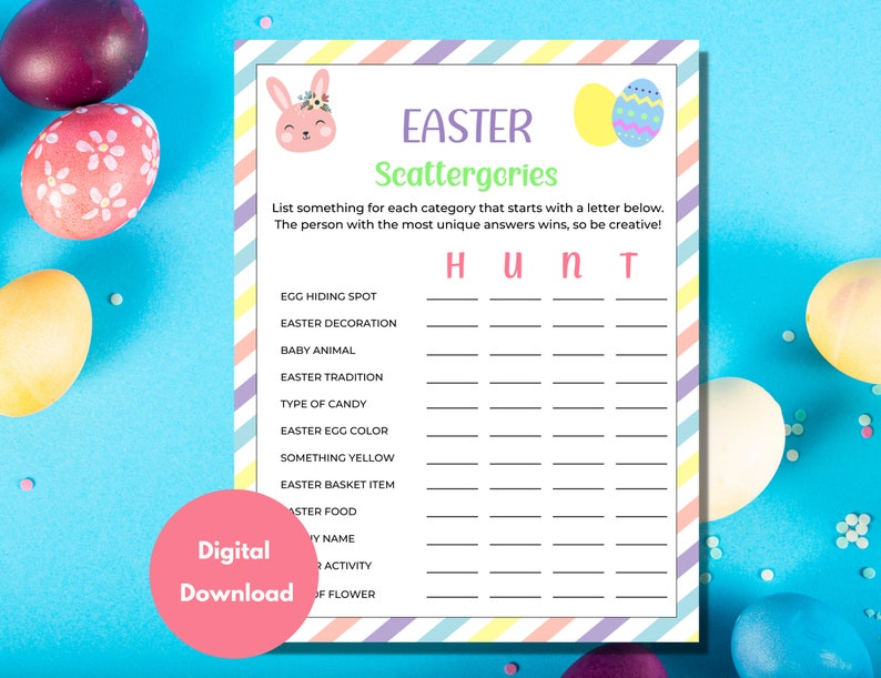 Easter Scattergories Game | Easter Word Game | Printable Easter Games ...