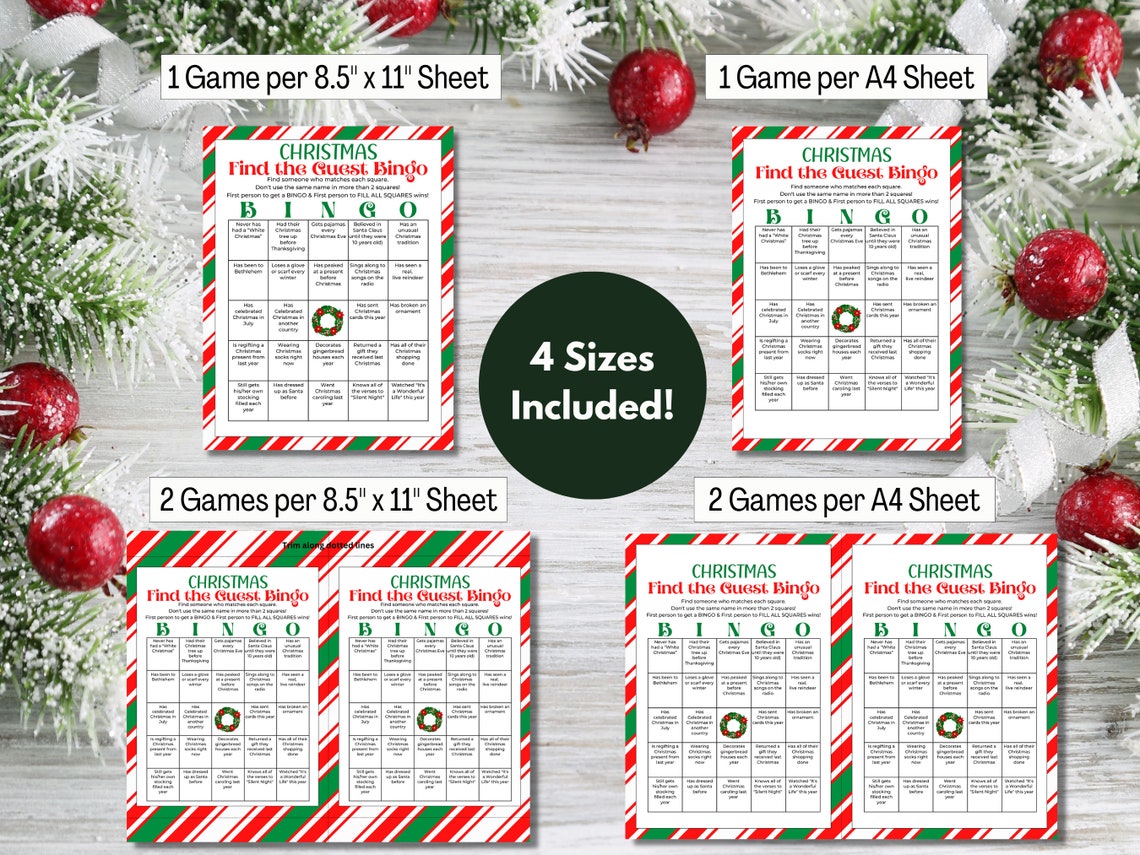 Christmas Find the Guest Bingo | Ice Breaker Game | Mix & Mingle Game ...
