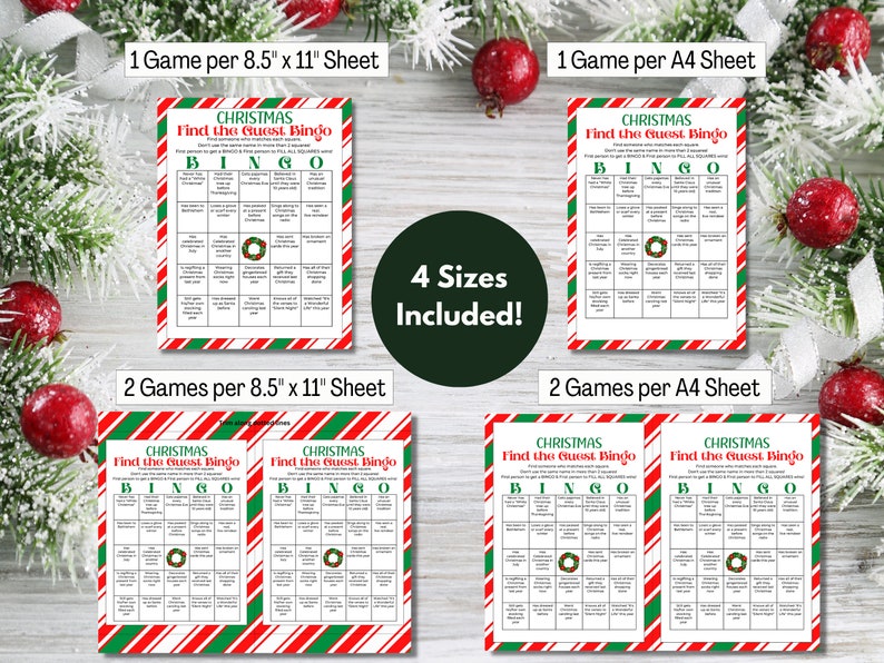 Christmas Find the Guest Bingo | Ice Breaker Game | Mix & Mingle Game ...