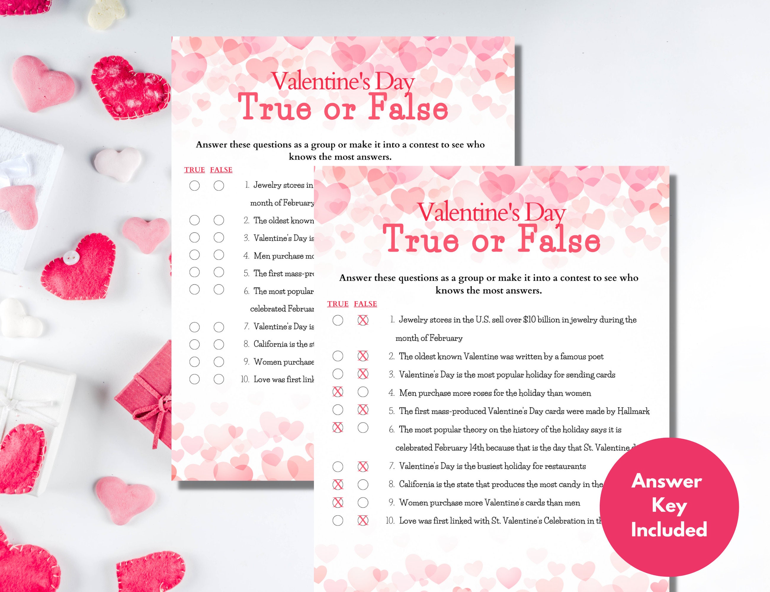 Valentines Day True or False Game, Valentines Day Trivia Game ...