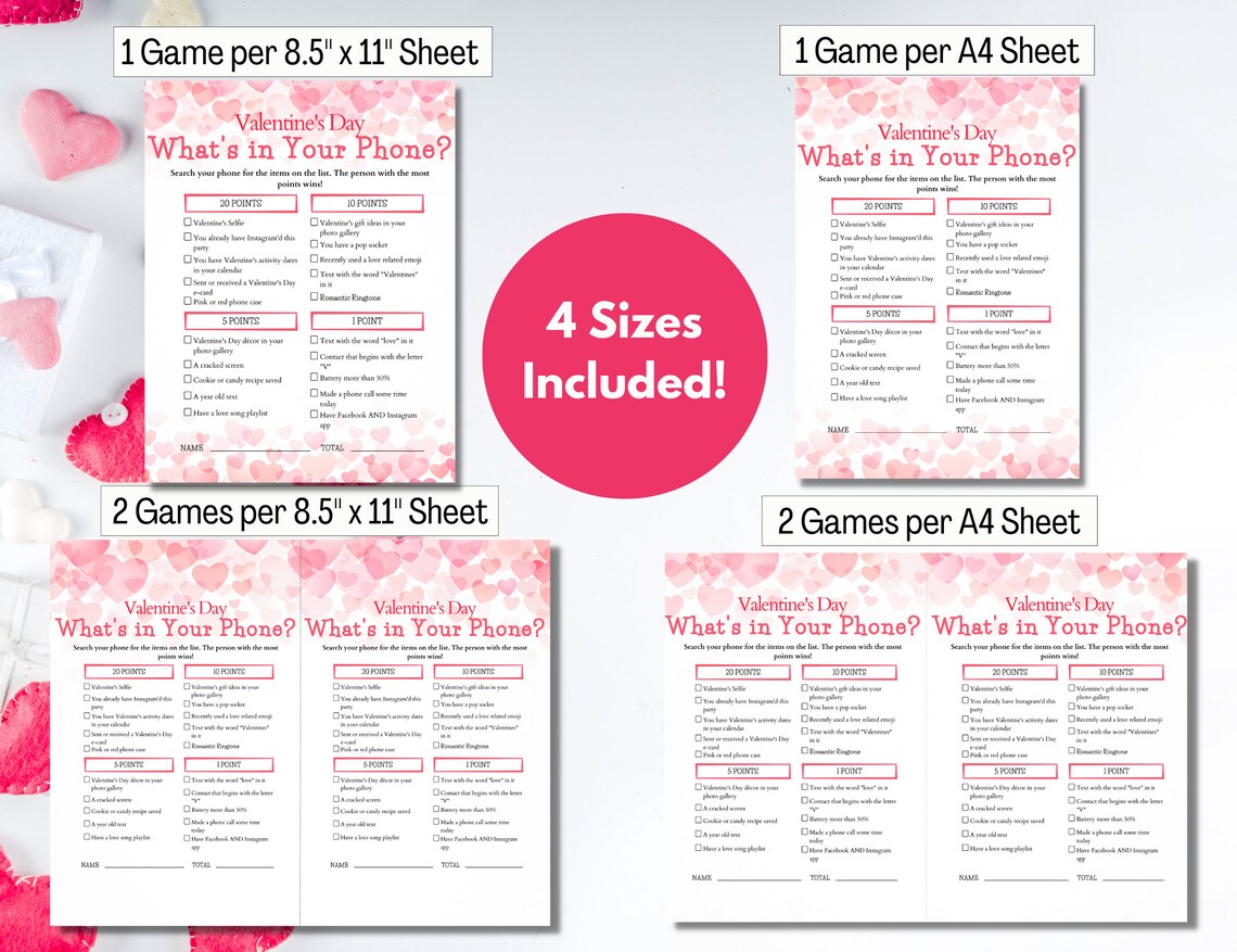 Valentines Day What's in Your Phone Game, Ice Breaker Game, Valentines ...