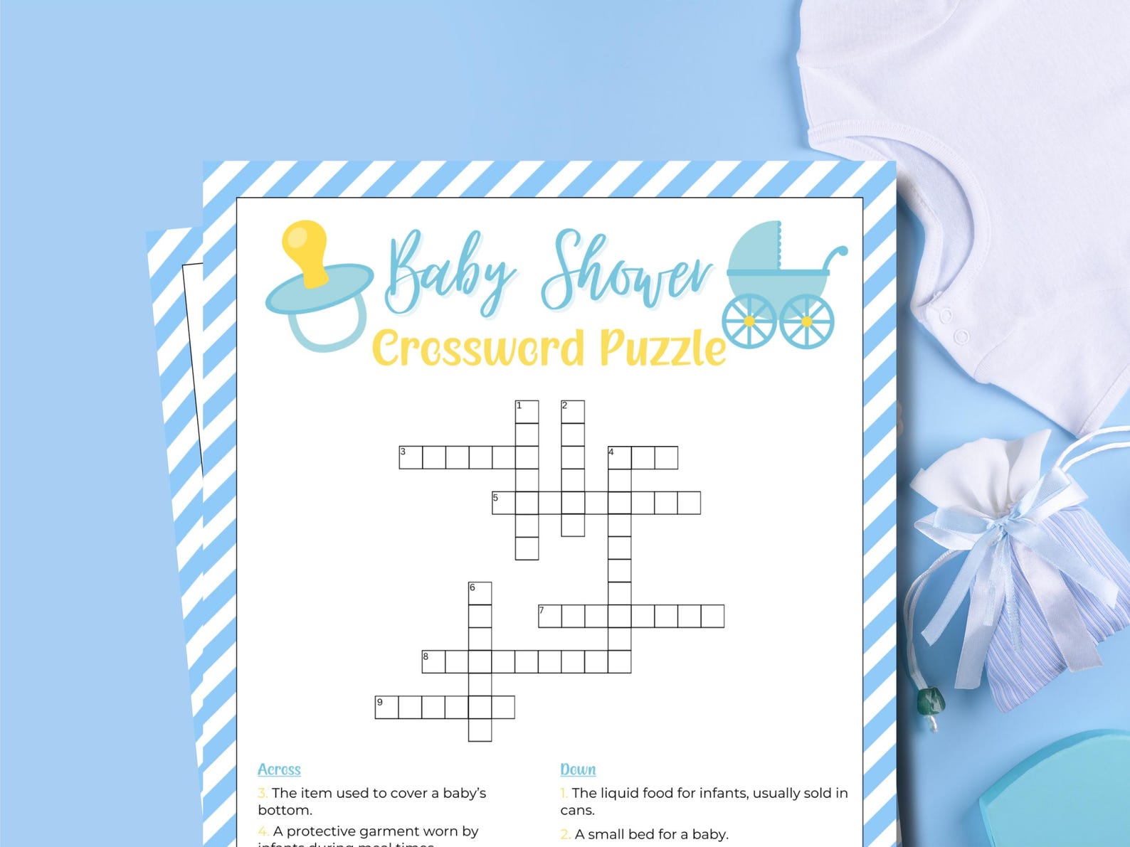 Baby Shower Crossword Puzzle | Baby Word Game| Printable Baby Shower ...