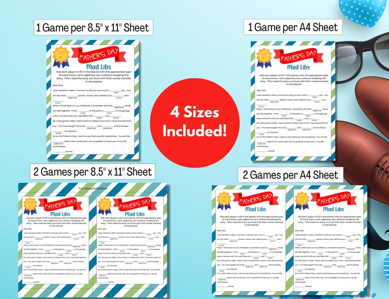 Fathers Day Mad Libs Game | Fathers Day Game | Kids Game | Fathers Day ...